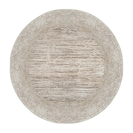 Closeout! Km Home Davide 1229 53 x 53 Round Area Rug - Beige