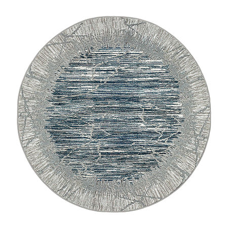 Closeout! Km Home Davide 1229 53 x 53 Round Area Rug - Blue