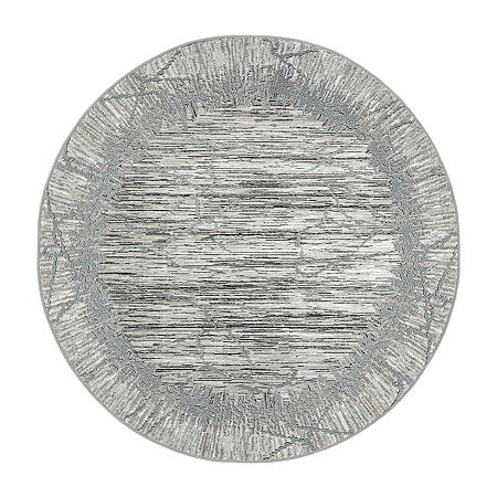 Closeout! Km Home Davide 1229 53 x 53 Round Area Rug - Gray