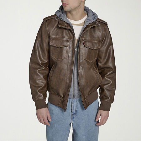 Click here for Levis Mens Faux Leather Hooded Midweight Jacket  X... prices
