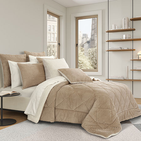 J Queen New York Everett Plush 3-Pc. Comforter Set  King/California King - Beige