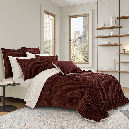 J Queen New York Everett Plush 3-Pc. Comforter Set  Full/Queen - Brick