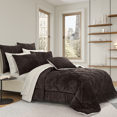 J Queen New York Everett Plush 3-Pc. Comforter Set  King/California King - Mocha