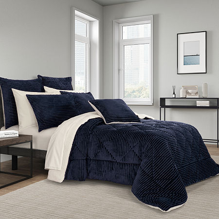 J Queen New York Everett Plush 3-Pc. Comforter Set  King/California King - Navy
