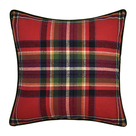J Queen New York Andrew Plaid Square Decorative Pillow  20 x 20 - Red