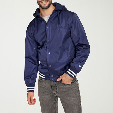 Champion Mens Jersey Hood Varsity Bomber Jacket - Navy Peacoat