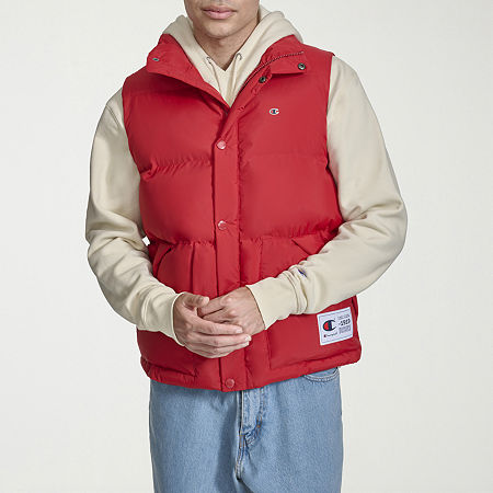 Champion Mens Solid-Color Quilted Puffer Vest - Chili Pepper Red