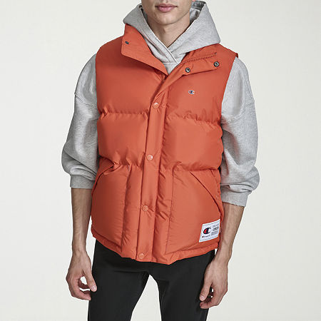 Champion Mens Solid-Color Quilted Puffer Vest - Orange