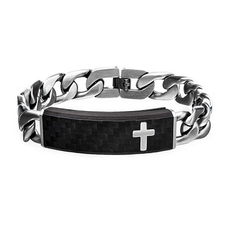 Click here for Mens Stainless Steel 8 1/2 Inch Curb Cross Id Brac... prices