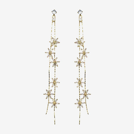Click here for Bijoux Bar Gold Tone Womens Crystal Flower Drop Ea... prices
