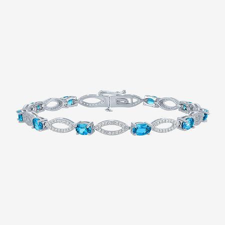 Click here for Gemstone Sterling Silver Oval Tennis Bracelet  One... prices