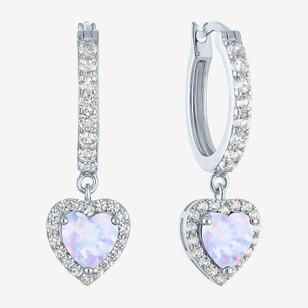 Click here for Lab Created Gemstone Sterling Silver Heart Drop Ea... prices
