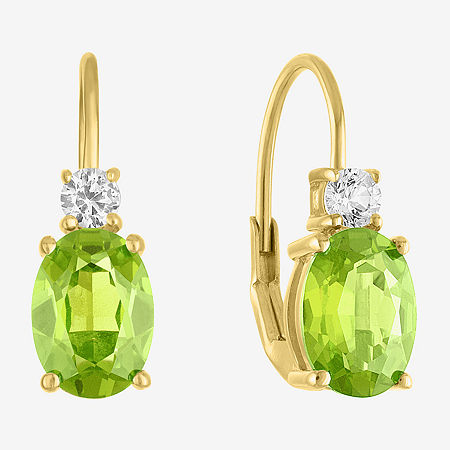 Click here for Gemstone 10K Gold Oval Drop Earrings  One Size  Pe... prices