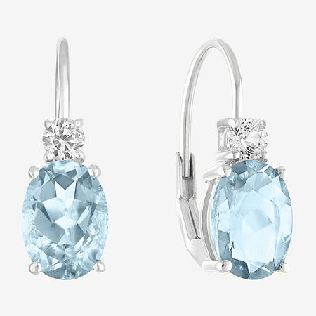 Click here for Gemstone 10K Gold Oval Drop Earrings  One Size  Aq... prices