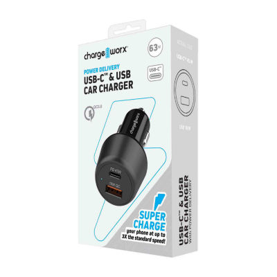 Chargeworx Usb-C Usb-A Car Charger CHA-CX3023BK, Color: Black - JCPenney