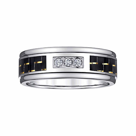Click here for Mens 8MM 1/7 CT. T.W. Natural White Diamond Tungst... prices