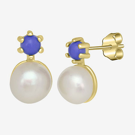 Click here for Silver Treasures White Simulated Pearl 14K Gold Ov... prices