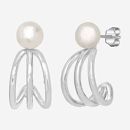 Click here for Silver Treasures Womens White Simulated Pearl Ster... prices
