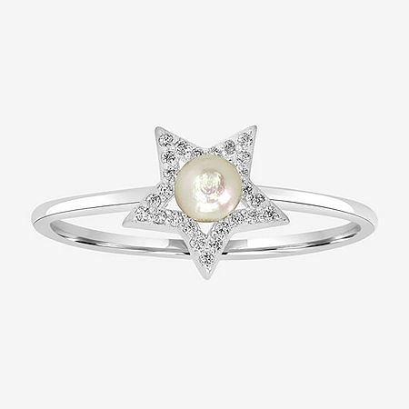 Click here for Silver Treasures Womens White Simulated Pearl Cubi... prices