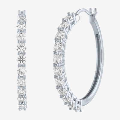 Yes, Please! Lab Created White Sapphire Sterling Silver 22mm Hoop ...