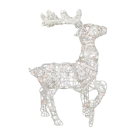 Click here for 30 White and Clear Glittered Rattan Reindeer Outdo... prices
