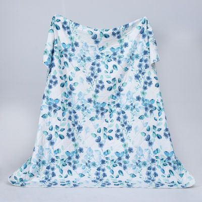 Linery Watercolor Leaves Reversible Quilt Set EC700119, Color: Blue ...