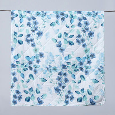 Linery Watercolor Leaves Reversible Quilt Set EC700119, Color: Blue ...