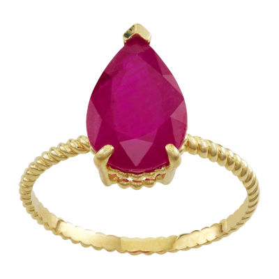 Womens Lead Glass-Filled Red Ruby 10K Gold Cocktail Ring - JCPenney