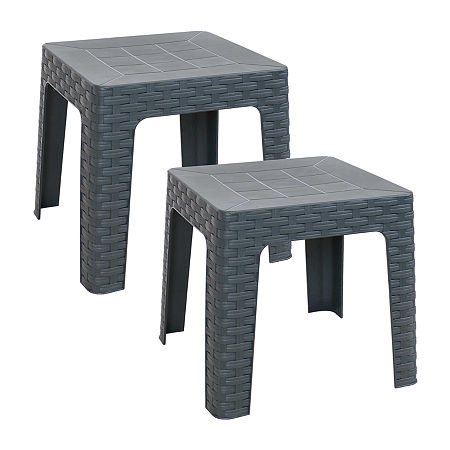 Click here for 2pc Plastic Square Patio Side Table  One Size  Gra... prices