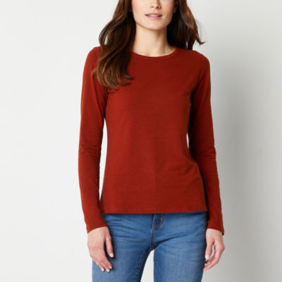 a.n.a Womens Crew Neck Long Sleeve T-Shirt