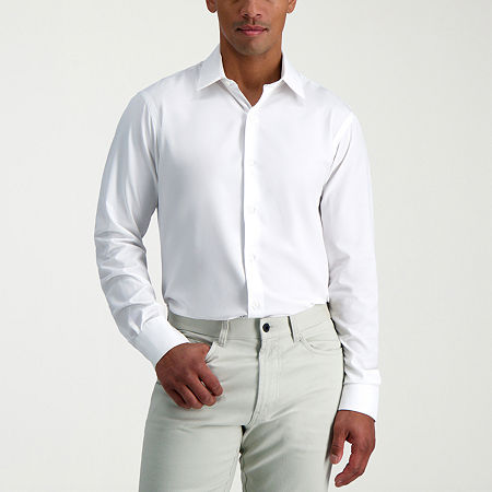 Haggar Mens Smart Wash Slim Fit Dress Shirt - White Solid