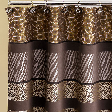 Click here for Safari Stripe Shower Curtain  One Size  Brown prices