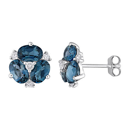 Click here for Genuine London Blue Topaz 14K White Gold Flower St... prices