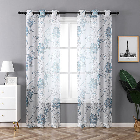 Click here for Regal Home Santana Printed Grommet Top Sheer Set o... prices