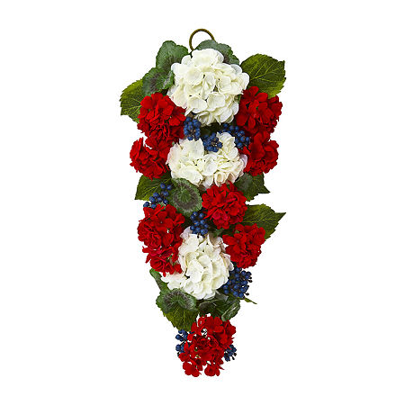 Click here for Nearly Natural 5in Geranium Blueberry Wreath  One... prices