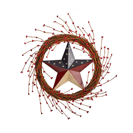 Click here for Nearly Natural 18in Patriotic Star Wreath  One Siz... prices