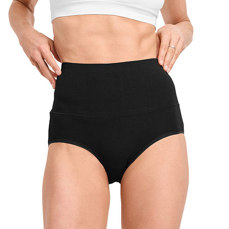 Jockey Womens 3-Pk. Skimmies 360Â° Tummy Smoothing Cotton Brief Underwear 4854 - Black/light/black