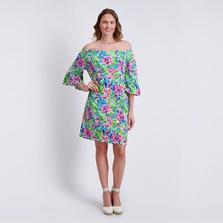 Click here for Stella Parker Womens 3/4 Sleeve Floral Blouson Dre... prices