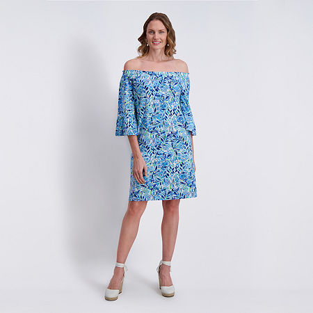 Click here for Stella Parker Womens 3/4 Sleeve Floral Blouson Dre... prices