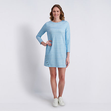 Click here for Stella Parker Womens Long Sleeve Striped Shift Dre... prices