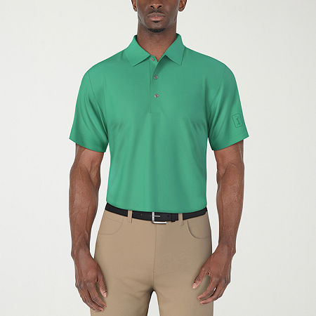 Pga Tour Mens Airflux Solid-Color Mesh Polo Golf Shirt - Ceramic