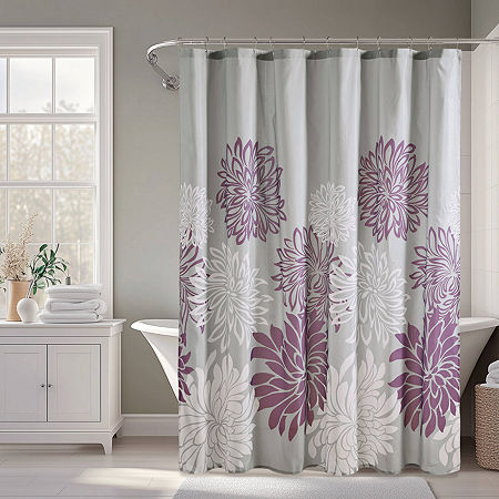 Madison Park Essentials Maible Floral Shower Curtain  72 x 72 - Purple