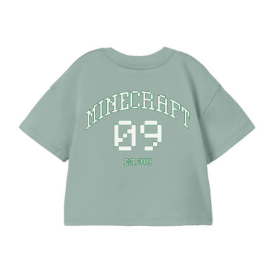 Little & Big Kid Girls Round Neck Short Sleeve Minecraft Graphic T ...