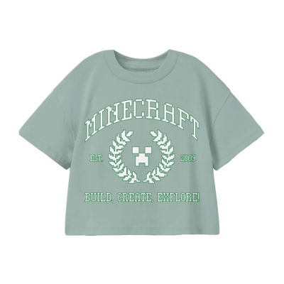 Little & Big Girls Round Neck Short Sleeve Minecraft Graphic T-Shirt ...