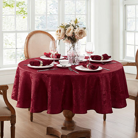 Elrene Caiden Elegance Damask Tablecloth - 60 x 84 Oval - Cranberry
