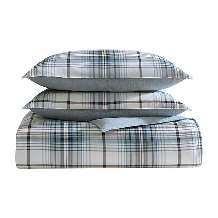 Eddie Bauer Alder Plaid Reversible 3 Piece Comforter Set  Full/Queen - Blue Grey