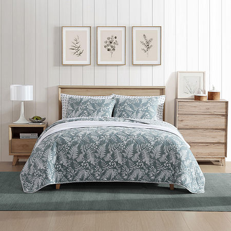 Closeout! Eddie Bauer Fern Garden Reversible 2 Piece Quilt Set  Twin - Mist Green