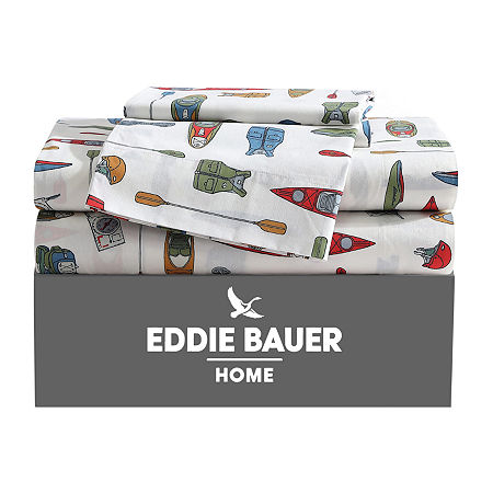 Eddie Bauer Printed 100 Cotton Percale 3-Pc. Sheet Set  Twin - Kayak Adventure
