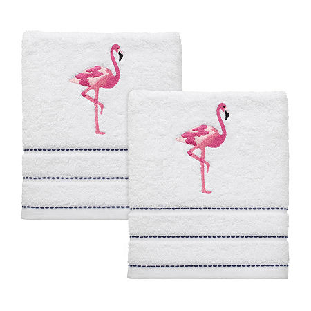 Izod Flamingo Ticking Stripe 2-Pc. Hand Towel Set  16 x 28 - White