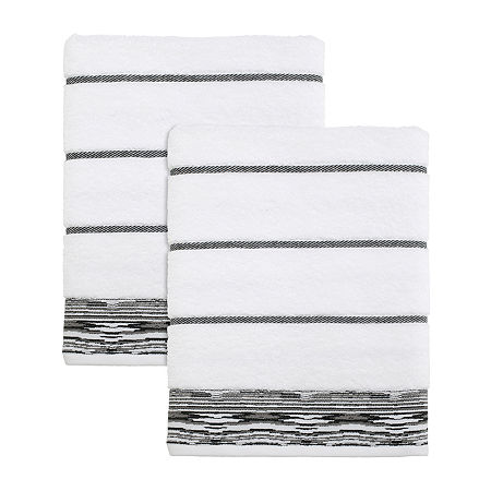 Nicole Miller Sydney 2-Pc. Bath Towel Set  27 x 54 - White/Blk